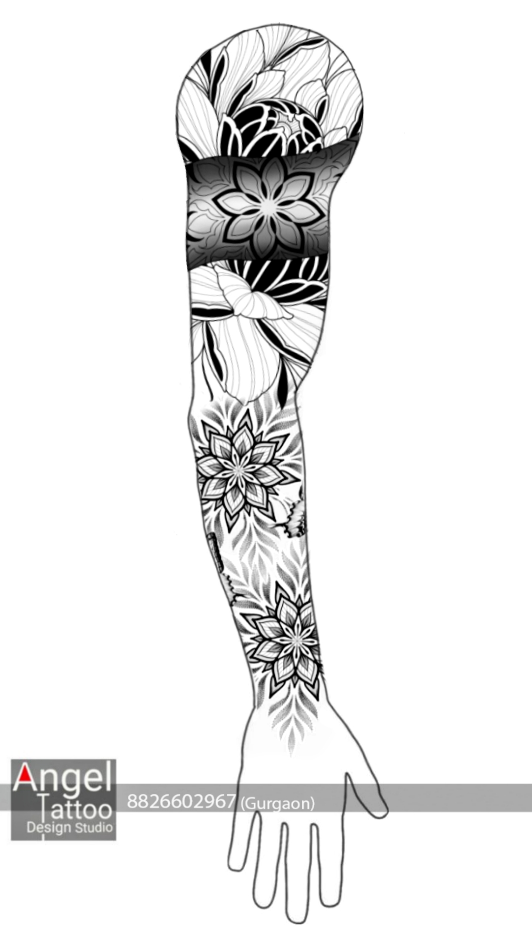 Arm outline template full sleeve tattoo | Orangetattooshop.com